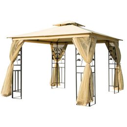 Luxus Pavillon Gartenpavillon Partyzelt Festzelt Gartenzelt Pagode 3x3 m - Beige + Schwarz - Outsunny