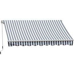 Outsunny - Markise Gelenkarmmarkise Sonnenschutz mit Handkurbel 3,5 x 2,5 m Grau+Weiß Alu Polyester - Grau+Weiß
