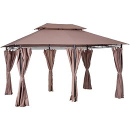 Gartenpavillon mit Doppeldach, Khaki, 3 x 4 x 2,65 m - Khaki - Outsunny