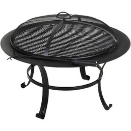 Feuerschale Feuerkorb Feuerstelle mit Funkenschutz Grillrost Garten Schwarz Ø76xH55cm - Schwarz - Outsunny