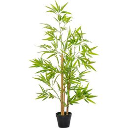 Outsunny Künstlicher Bambus Kunstpflanze Dekoration Kunstbaum Baumdekoration 120cm - Grün