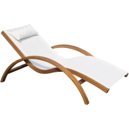 Moderne Gartenliege mit Kopfkissen, Lärche, Braun+Cremeweiß, 161 x 72 x 68 cm - Braun+Creme - Outsunny