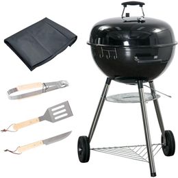 Bbq Grill für Kohle, mit Thermometer, Schwarz, 65 x 65 x 108 cm - Schwarz - Outsunny