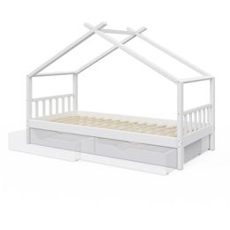 Kinderbett Design“ 200x90cm Weiß mit Schubladen Vitalispa