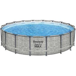 Bestway Steel Pro max™ Solo Pool ohne Zubehör ø 549 x 122 cm, Steinwand-Optik (Cremegrau), rund - Grau