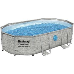 Bestway Power Steel™ Swim Vista Series™ Ersatz Frame Pool ohne Zubehör 488 x 305 x 107 cm, Steinwand-Optik (Cremegrau), oval - Grau