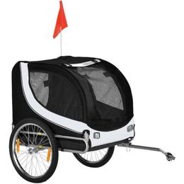 PawHut - Hundeanhänger Fahrradanhänger Hundetransporter Hunde Fahrrad Anhänger Weiß+Schwarz 130 x 73 x 90 cm