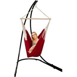 AMANKA - Hammock Chair Stand with xxl Hanging Seat c Frame 360° Outdoor Swing Chair Red - rot