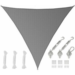 AMANKA - 7x7x7 uv Sonnensegel Dreieckig Atmungsaktiv - Sonnenschutz Segel mit Befestigung - grau