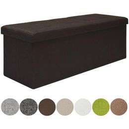 DuneDesign Faltbare Sitzbank 110x38x38cm Sitztruhe inkl. 2 Trennw�nde 120L Polsterbank Dunkelbraun