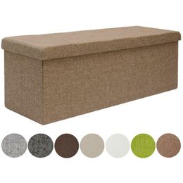 DuneDesign - Sitzbank Faltbar 110x38x38cm Sitztruhe inkl. 2 Trennwände 120L Polsterbank Braun - braun