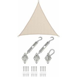 AMANKA - 2x2x2 Sonnensegel Dreieckig Wasserdicht - Sonnenschutz Segel Set mit Befestigung - beige