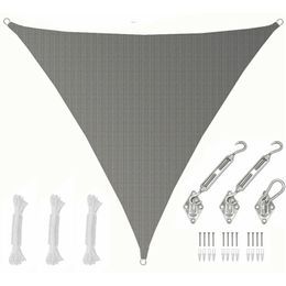 AMANKA 5x5x5 uv Sonnensegel Dreieckig Atmungsaktiv - Sonnenschutz Segel mit Befestigung - grau