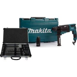 Makita - Bohrhammer HR2630TX12 800 w SDS-Plus 26 mm 2,4 j Bohren, Schlagbohren und Meißeln inkl. Bohrer- und Meißel-Set