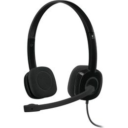 Logitech H151 Kopfhörer mit Mikrofon, Stereo-Headset, Verstellbares Mikrofon mit Rauschunterdrückung, Lautstärkeregelung und Stummschaltung am Kabel, 3,5mm