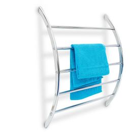 Relaxdays Wand-Handtuchhalter mit 5 Stangen HxBxT: 70 x 56,5 x 15,5 cm Badetuchhalter aus verchromtem Stahl mit 5 Handtuchstangen als Ablage für Badetücher und