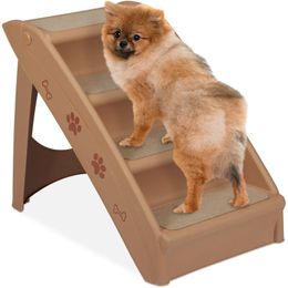 Relaxdays - Hundetreppe 4 Stufen, kleine & große Hunde, Bett & Couch, Auto, Tiertreppe, HxBxT: 49 x 39 x 61 cm, beige