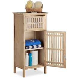 Badschrank Walnuss, platzsparender Nischen Beistellschrank, halbhoher Holzschrank 82 x 40 x 29 cm HxBxT, natur - Relaxdays