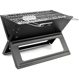 Klappgrill, praktisch, tragbar, inkl. Rost und Kohleschale, h x b x t: 30,5 x 30 x 45,5 cm, schwarz - Relaxdays