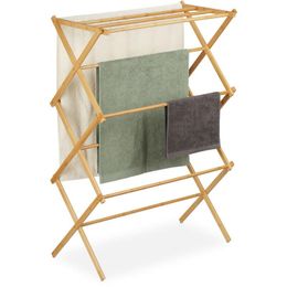 Handtuchhalter, aus Bambus, faltbarer Standtrockner, mit 11 Stangen auf 6 Etagen, hbt: 106 x74 x 36 cm, natur - Relaxdays