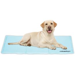 Relaxdays - Kühlmatte Hund, 60 x 100 cm, selbstkühlende Hundematte, Gel, abwischbar, Kühlunterlage für Haustiere, hellblau