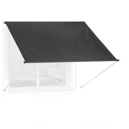 Fallarmmarkise HxB: 120x200 cm, Schattenspender Fenster, 50+ UV-Schutz, Seilzug, Polyester & Metall, anthrazit - Relaxdays