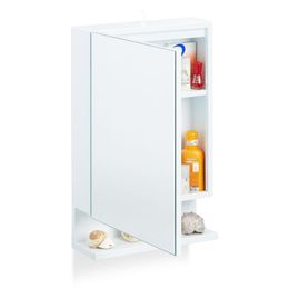 Badspiegelschrank, 1-türig, mit Steckdose, Badezimmerschrank, Wandschrank, h x b x t: 55 x 35 x 12 cm, weiß - Relaxdays
