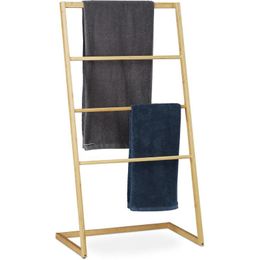 Handtuchhalter stehend aus Bambus, 4 Sprossen, für Handtücher & Kleidungsstücke, HxBxT 110 x 60 x 35 cm, natur - Relaxdays