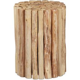 Blumenhocker, Holz, HxD: 38 x 30 cm, für Blumentöpfe & Pflanzkübel, runder Pflanzenhocker Baumstamm, natur - Relaxdays
