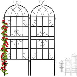 Relaxdays - 2 x Rankgitter Metall, zum Stecken, Rankhilfe für Kletterpflanzen, Blumengitter 150 x 50 cm, Spalier Garten, schwarz