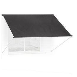 Fallarmmarkise HxB: 120x250 cm, Schattenspender Fenster, 50+ UV-Schutz, Seilzug, Polyester & Metall, anthrazit - Relaxdays