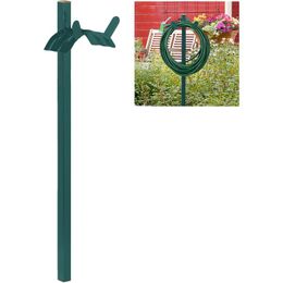 Schlauchhalter freistehend, für 61m Schlauch, Stahl, stabiler Gartenschlauchständer, hbt 108 x 26 x 18cm, grün - Relaxdays