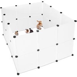 Relaxdays - Freilaufgehege Kunststoff, diy Freigehege, Erweiterbarer Auslauf für Kleintiere, hbt 92 x 110 x 110 cm, weiß