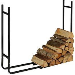 Kaminholzregal, Metall, außen & innen, für Brennholz, moderne Holzstapelhilfe, HxBxT: 91x123x19,5 cm, schwarz - Relaxdays