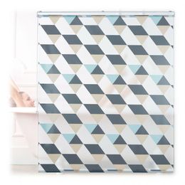 Duschrollo, 140x240 cm, Dreieck Muster, Seilzug, flexible Montage, Duschvorhang für Badewanne & Fenster, bunt - Relaxdays
