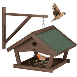 Relaxdays - Vogelfutterhaus Holz, Futterhaus zum Aufhängen, hbt: 35x42,5x40,5 cm, Futterstelle für Wildvögel, dunkelbraun