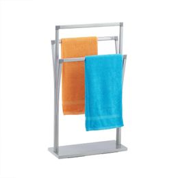 Handtuchständer dreiarmig, Handtuchhalter, hbt: 86,5 x 50 x 20 cm, Duschtuchhalter, für Bad & Gäste wc, silber - Relaxdays
