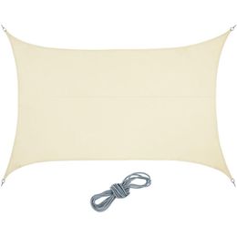 Sonnensegel rechteckig, 4 x 6 m, wasserabweisend, konkav, PES-Gewebe, Sonnenschutz mit Spannseilen, beige - Relaxdays