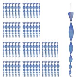 Relaxdays 120 x Vogelabwehr Spirale, reflektierend, Vogelvertreiber Balkon & Garten, Windspirale, 40 cm lang, Vogelschreck, blau