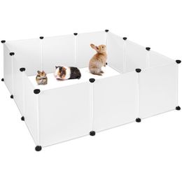 Relaxdays - Freilaufgehege Kunststoff, diy Freigehege, Erweiterbarer Auslauf für Kleintiere, hbt 47 x 110 x 110 cm, weiß