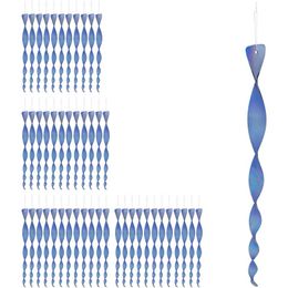 Relaxdays 48 x Vogelabwehr Spirale, reflektierend, Vogelvertreiber Balkon & Garten, Windspirale, 40 cm lang, Vogelschreck, blau