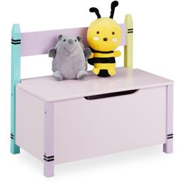 Kindersitzbank mit Stauraum, Kinder Truhenbank, hbt: 54,5 x 60 x 35 cm, mdf, Spielzeugtruhe mit Deckel, bunt - Relaxdays