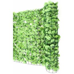 HHG Balkonsichtschutz, Sichtschutz Windschutz Verkleidung für Balkon Terrasse Zaun 300x100cm Blatt hell - green