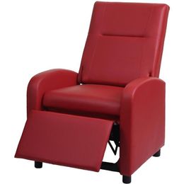 HHG - Fernsehsessel 660, Relaxsessel Liege Sessel, Kunstleder klappbar 99x70x75cm rot - red