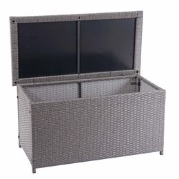 HHG - Poly-Rattan Kissenbox 570, Gartentruhe Auflagenbox Truhe Basic grau, 51x100x50cm 170l - grey