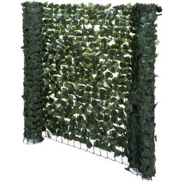 HHG Balkonsichtschutz, Buchenhecke Sichtschutz Windschutz Verkleidung für Terrasse Zaun 300x100cm dunkel - green
