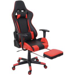 Relax-Bürostuhl HHG 598 xxl, Schreibtischstuhl Gamingstuhl, 150kg belastbar Fußstütze schwarz/rot - red