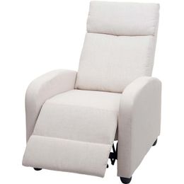 Fernsehsessel HHG-461, Relaxsessel Sessel Liegesessel, Liegefunktion verstellbar Stoff/Textil creme - beige