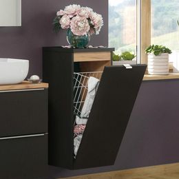 Lomadox - Badezimmer Unterschrank mit Wäschekorb TOSKANA-BLACK-56 in seidenmatt anthrazit b/h/t ca. 35/80/35cm - grau
