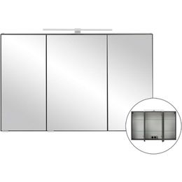 Lomadox 3D-Spiegelschrank Badezimmer 100 cm breit VIDAGO-03 in graphit mit led Beleuchtung, b/h/t: ca. 100/64/20 cm - grau